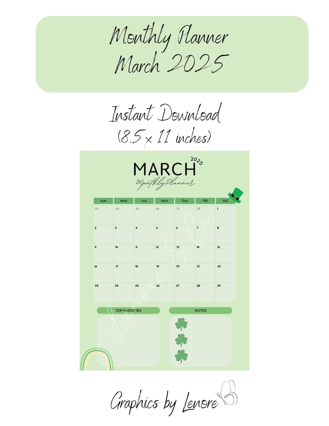 March 2025 Monthly Planner| Instant Download - Etsy