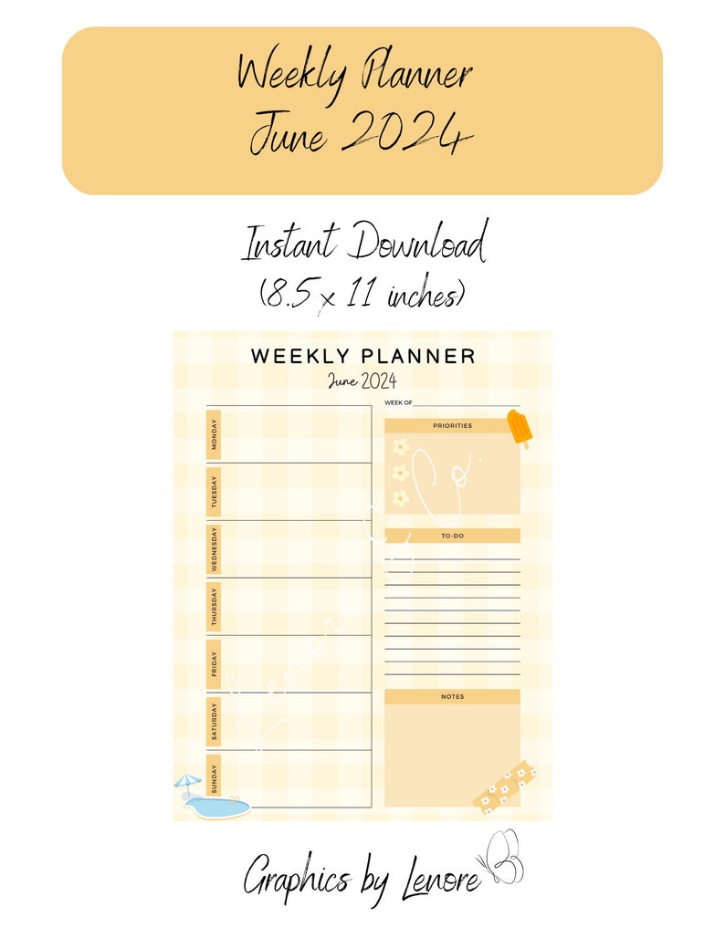 June 2024 Weekly Planner Instant Download - Etsy