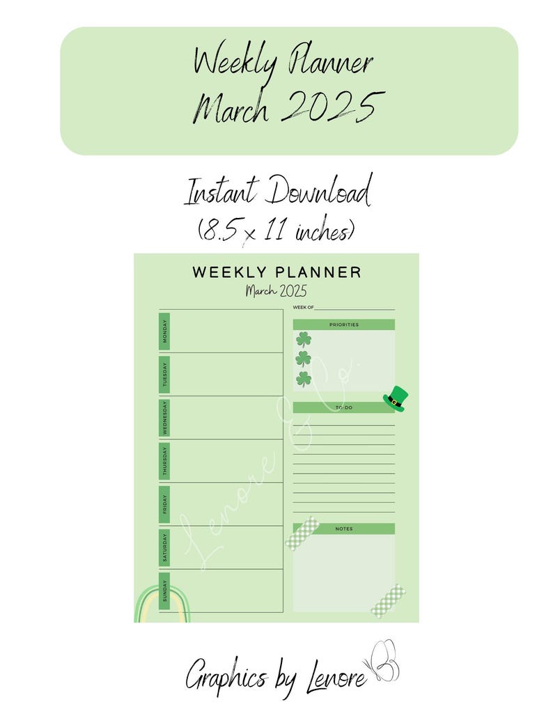 March 2025 Weekly Planner| Instant Download - Etsy