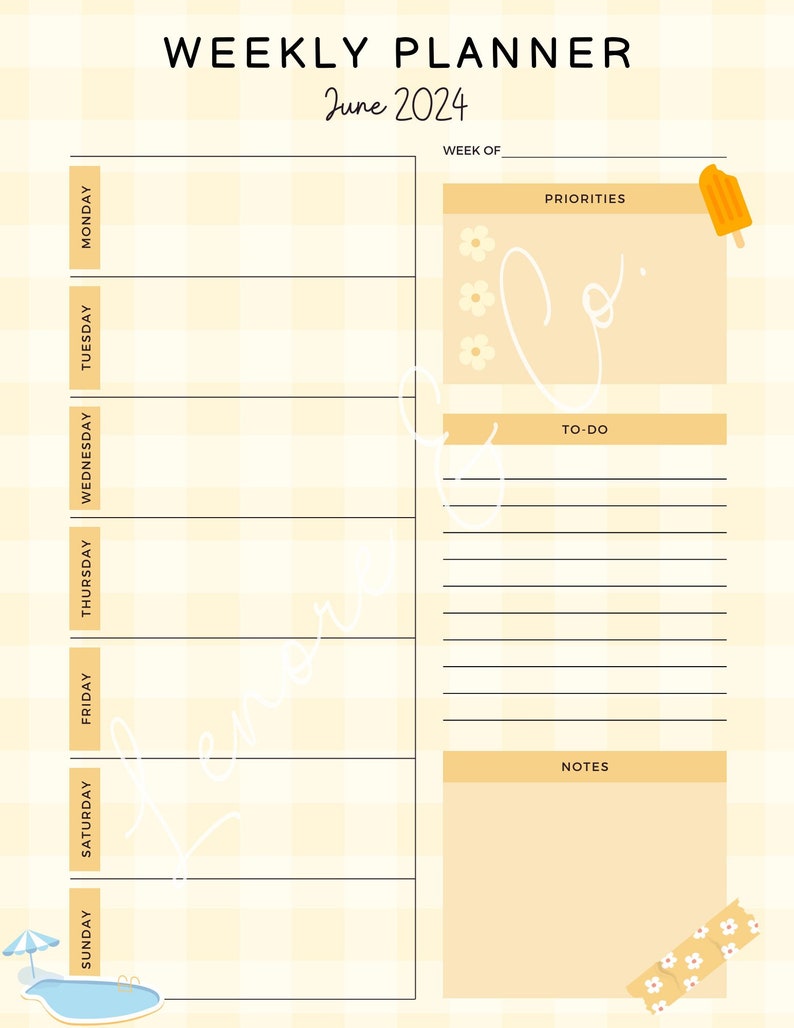 June 2024 Weekly Planner Instant Download - Etsy