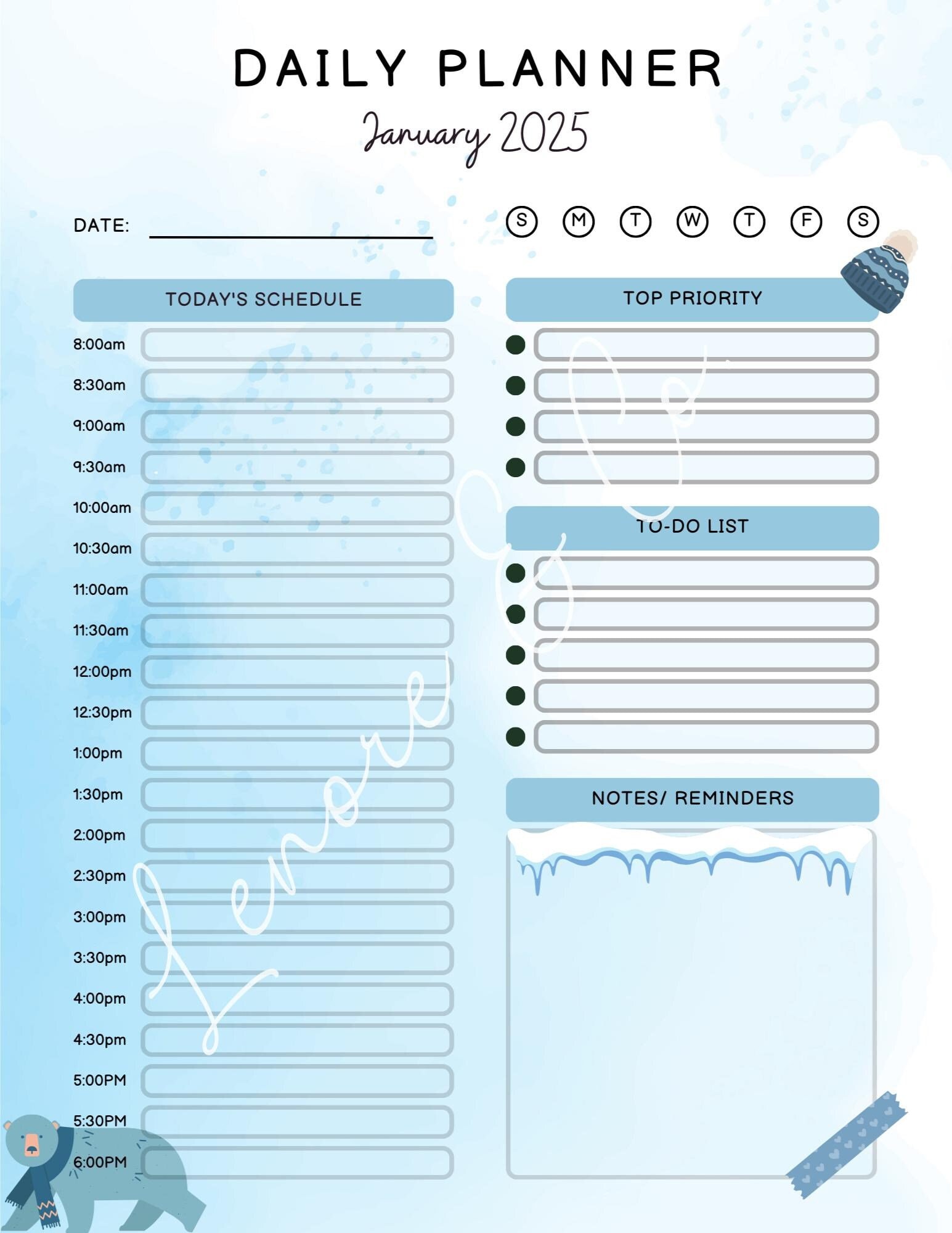 Printable January 2025 Daily Planner| Instant Download - Etsy