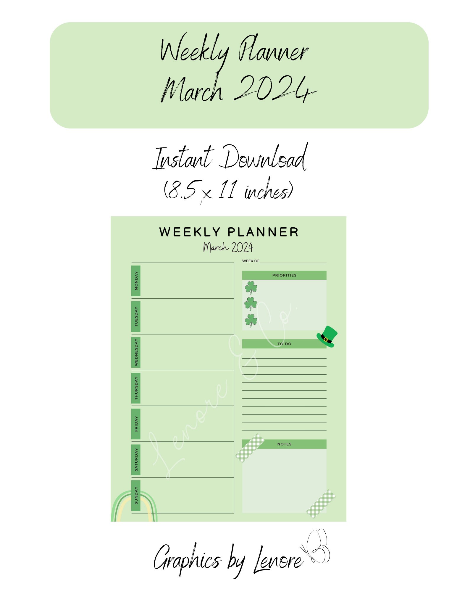 March 2024 Weekly Planner Instant Download - Etsy