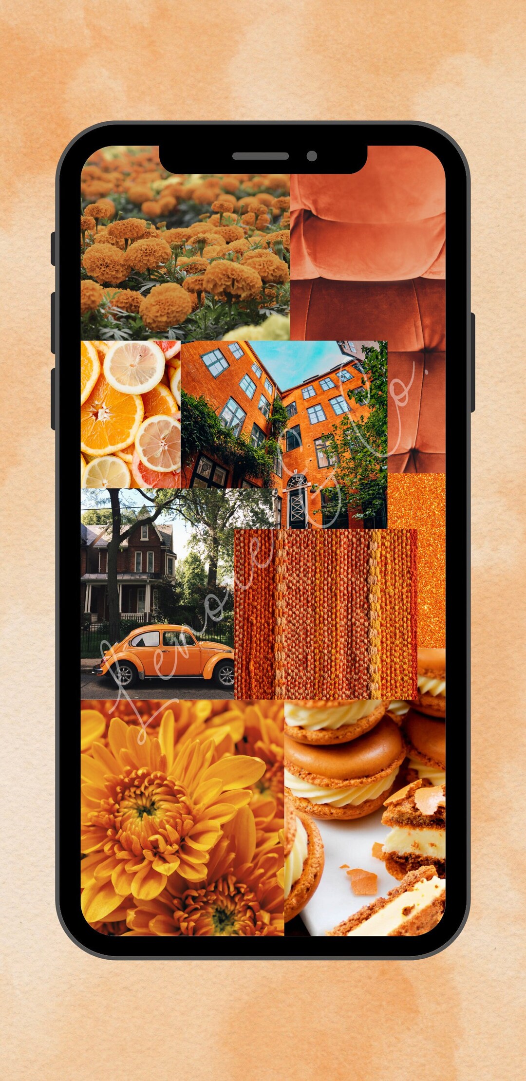 Orange Theme Aesthetic Phone Wallpaper iPhone Home Screen Background ...