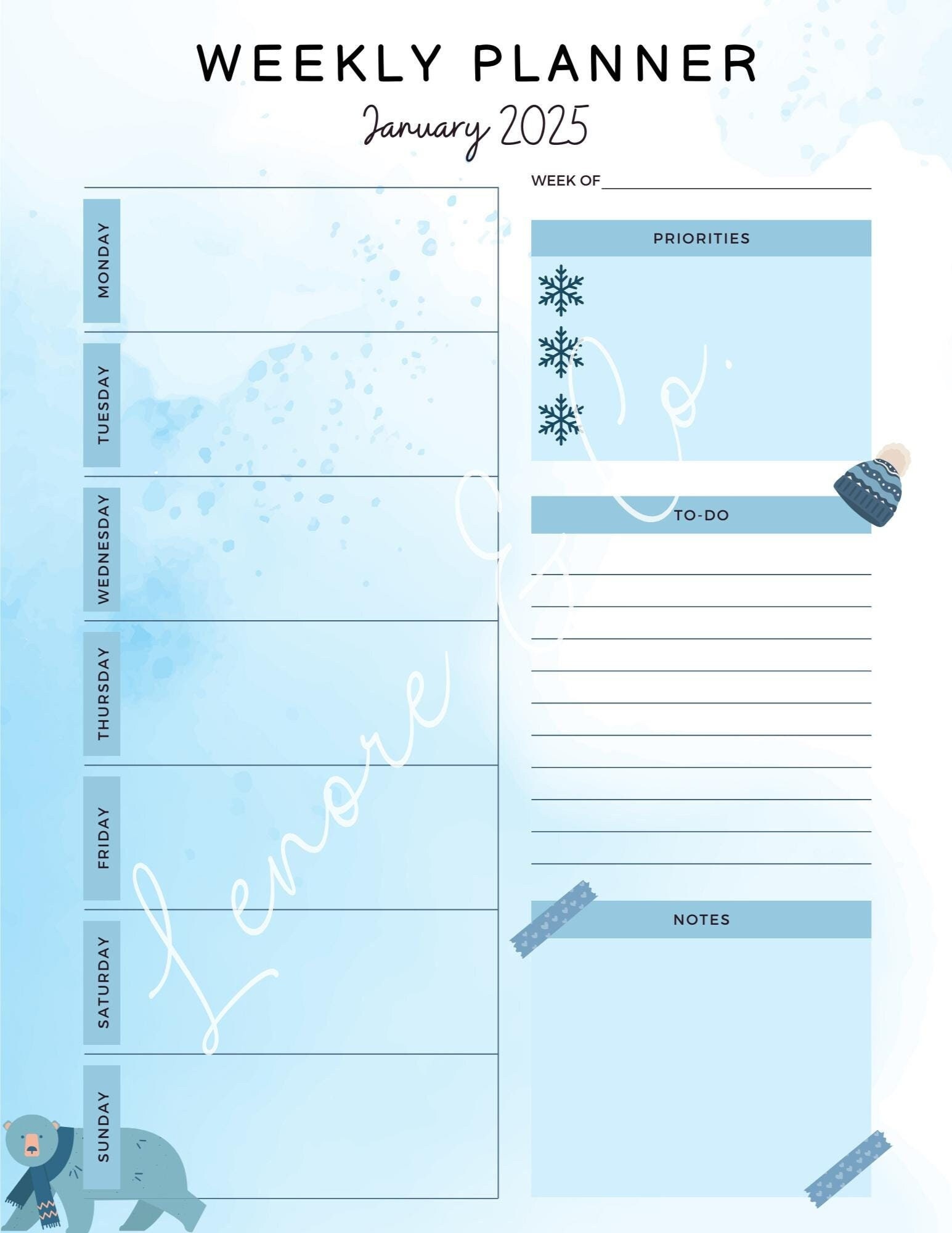 Printable January 2025 Weekly Planner| Instant Download - Etsy