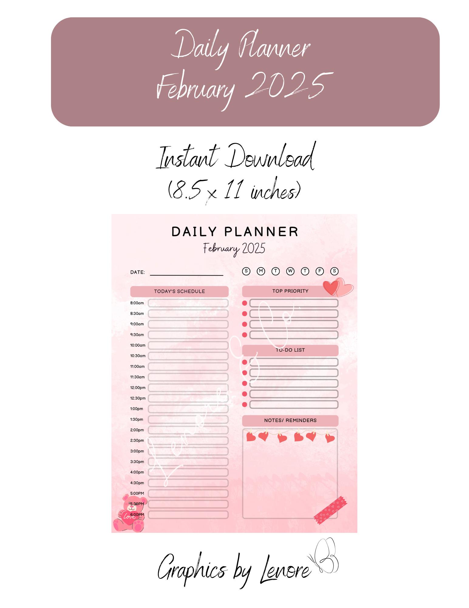 February 2025 Daily Planner| Instant Download - Etsy