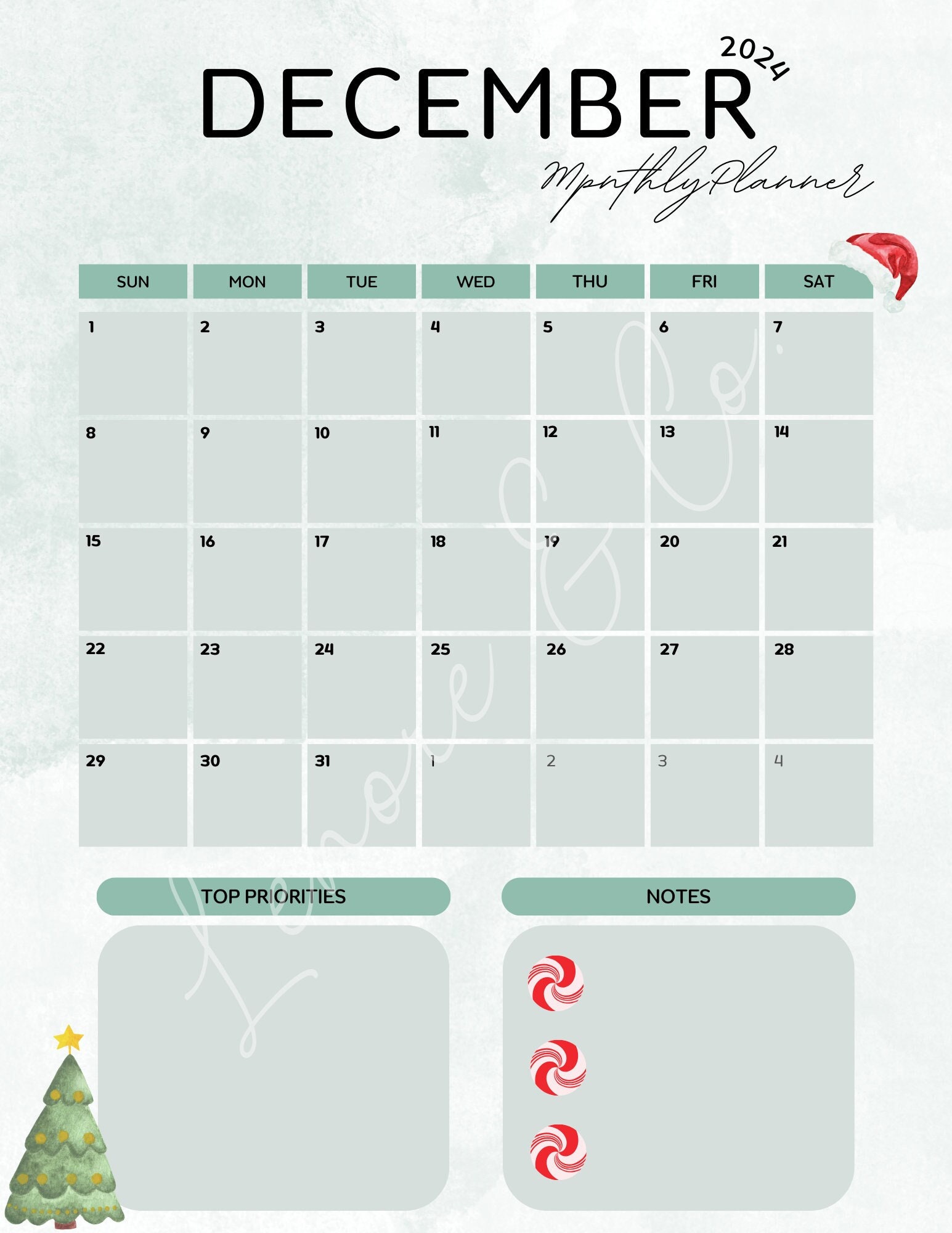 December 2024 Monthly Planner Instant Download - Etsy