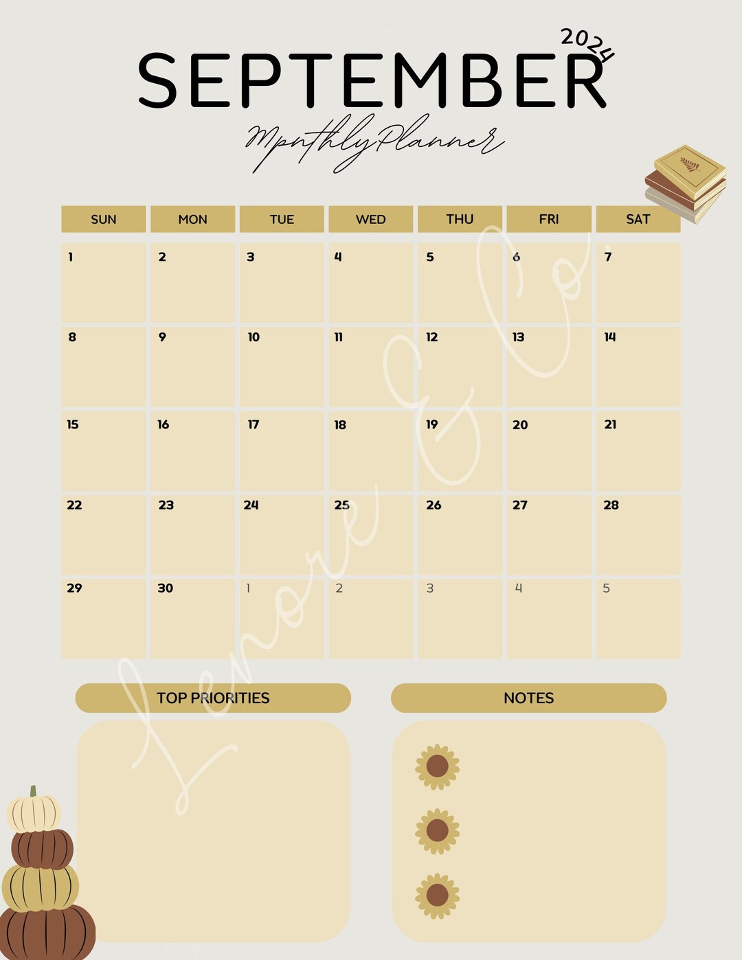 September 2024 Monthly Planner Instant Download - Etsy UK