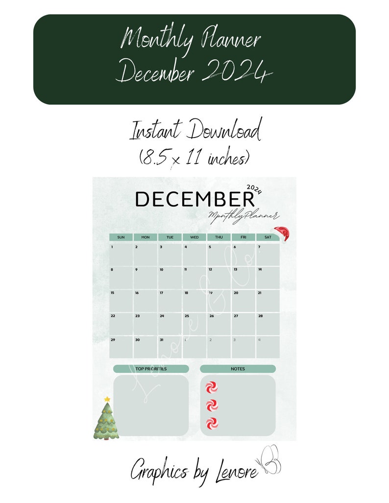 December 2024 Monthly Planner Instant Download - Etsy