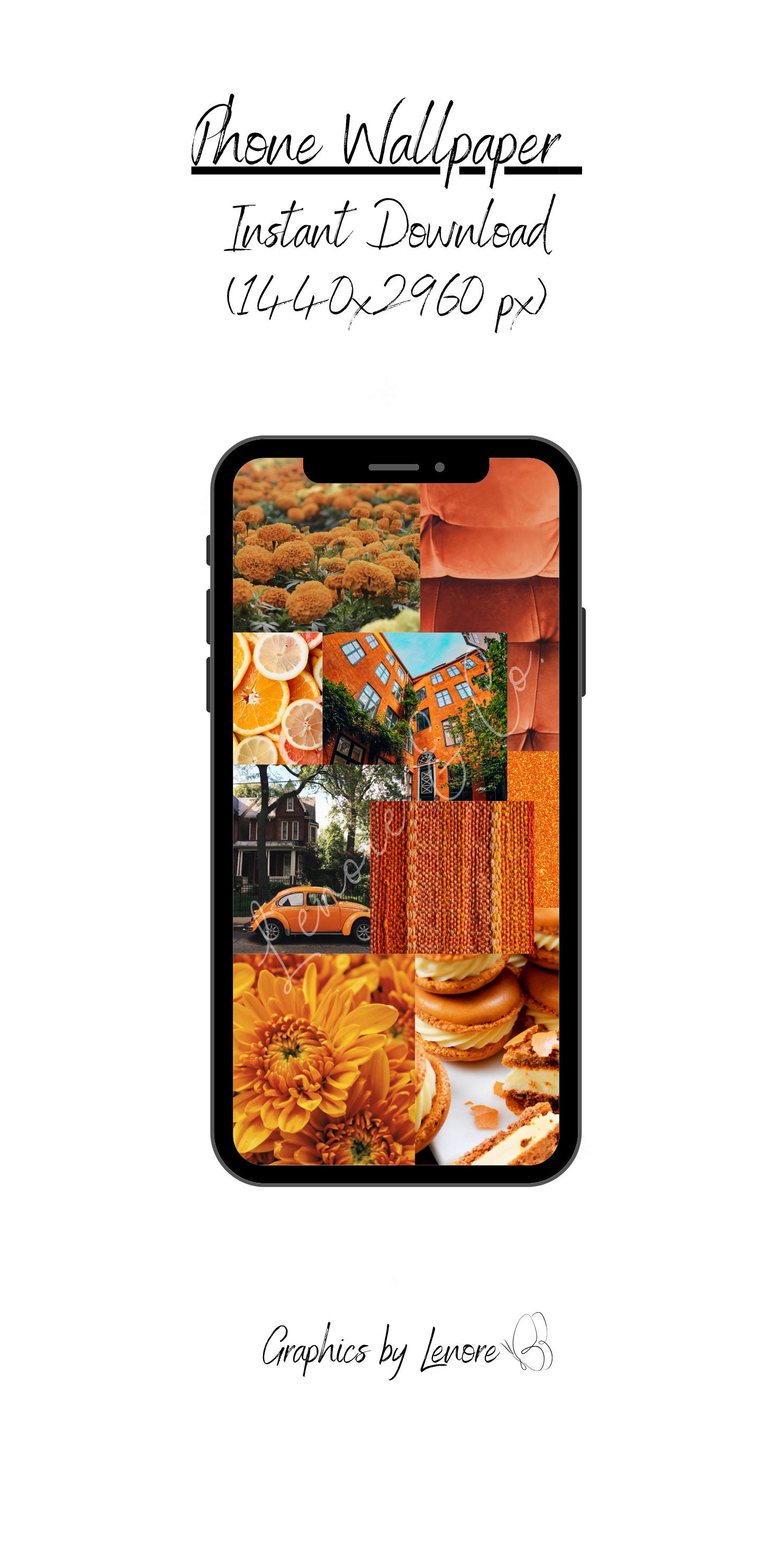 Orange Theme Aesthetic Phone Wallpaper iPhone Home Screen Background ...