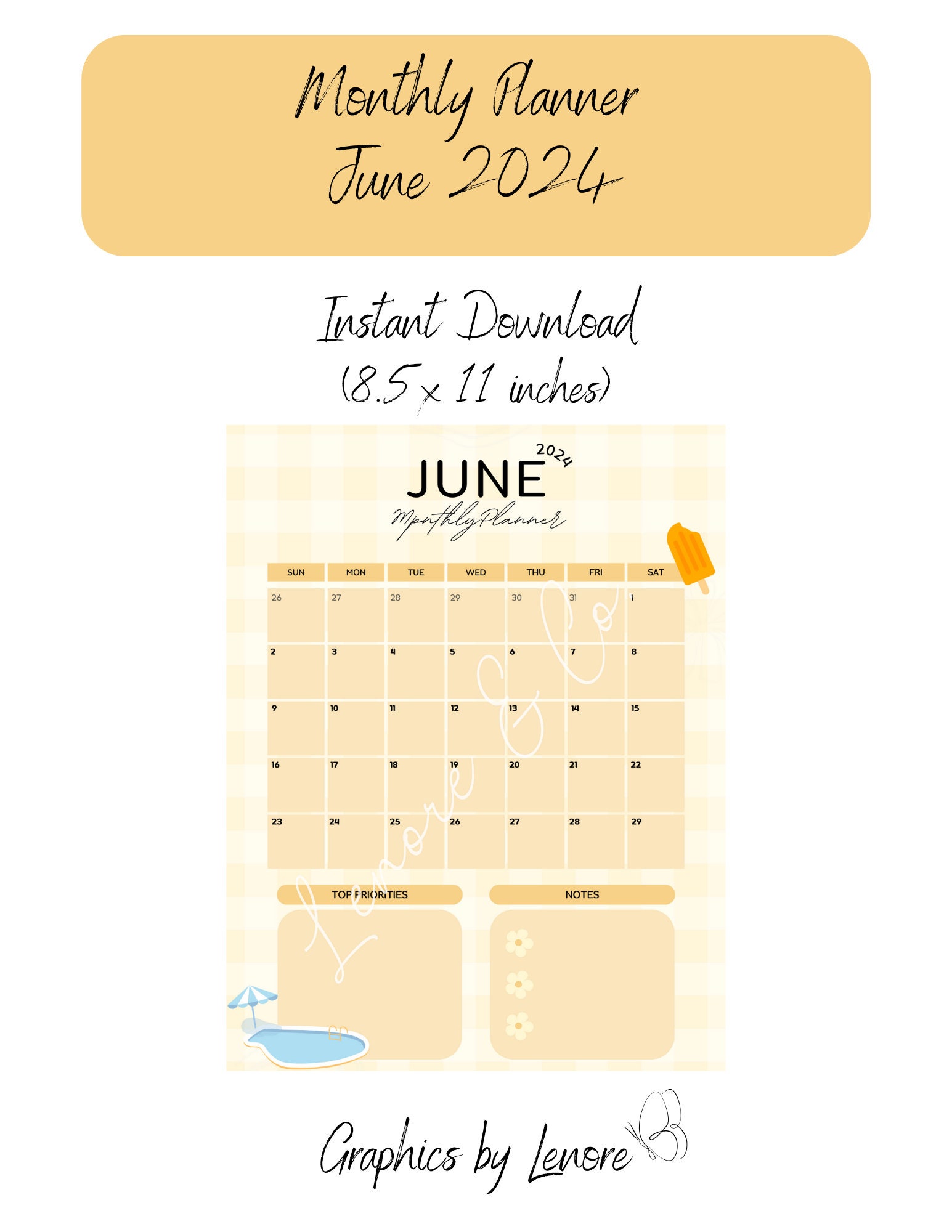 June 2024 Monthly Planner Instant Download - Etsy