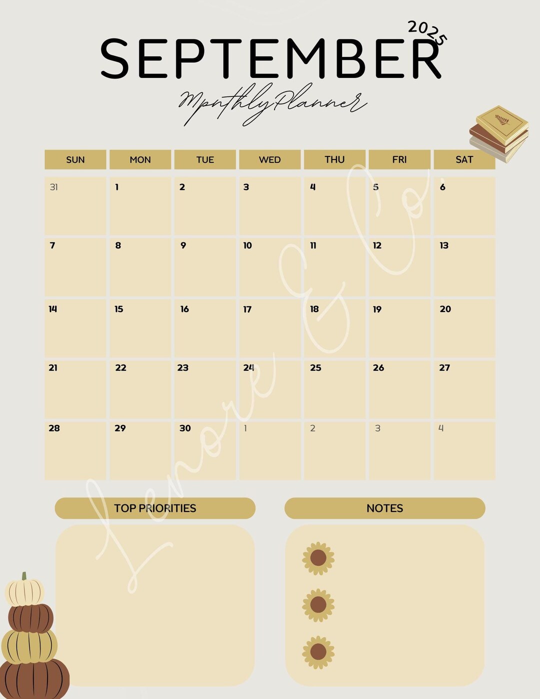 September 2025 Monthly Planner| Instant Download - Etsy