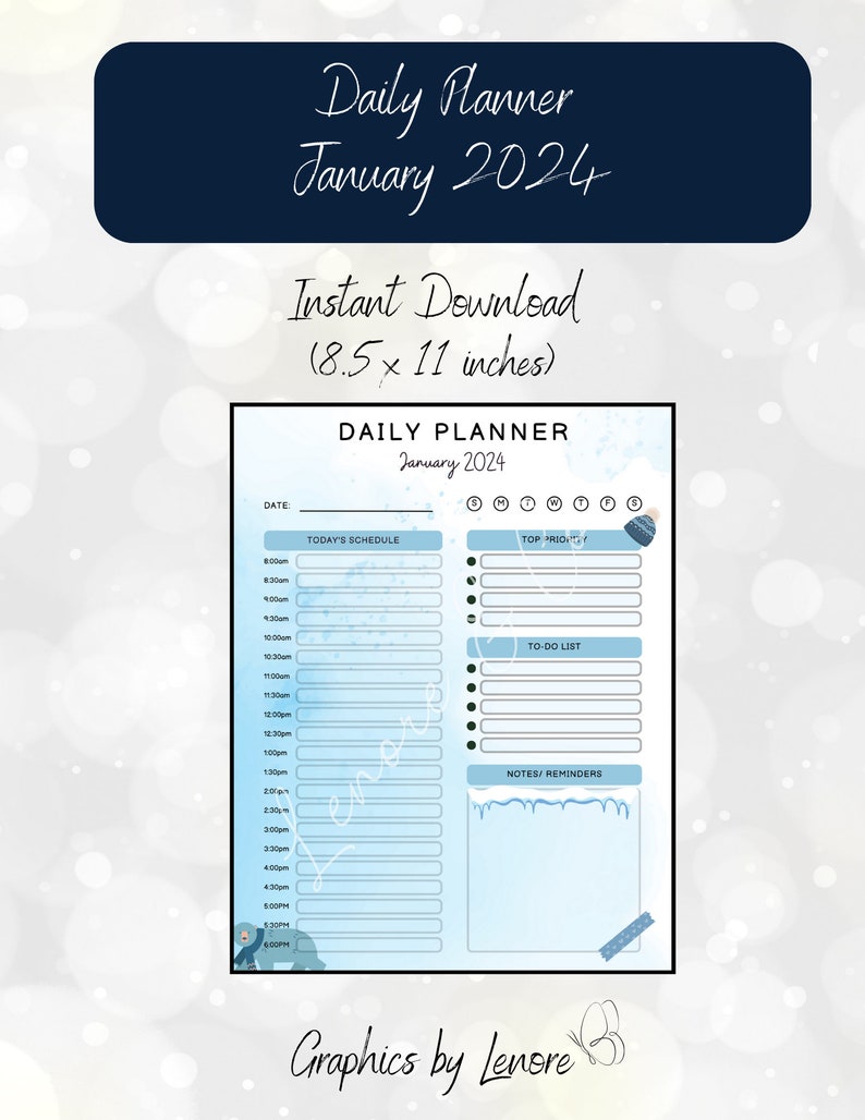 Printable January 2024 Daily Planner Instant Download - Etsy