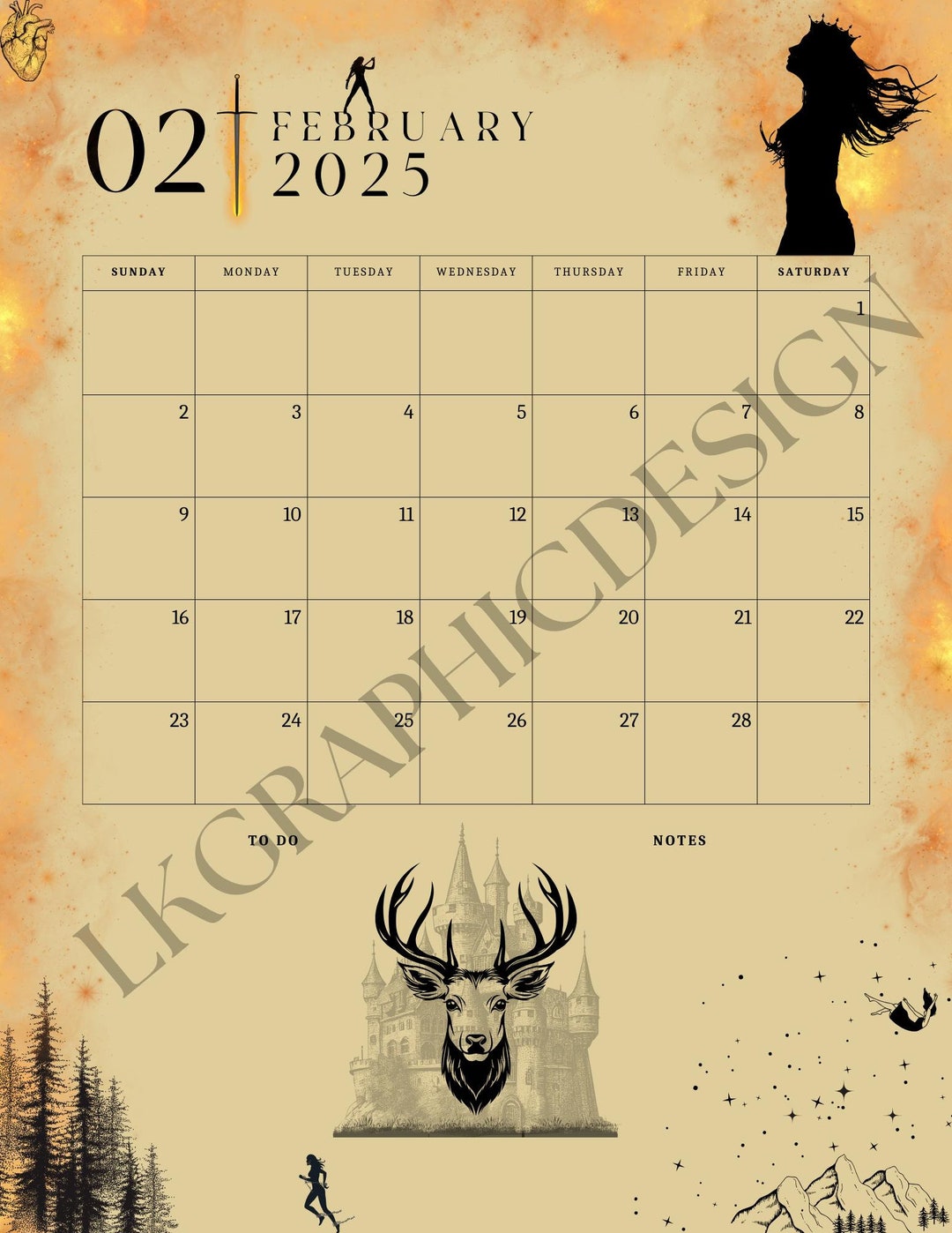 Throne of Glass February 2025 Monthly Planner Instant Download - Etsy
