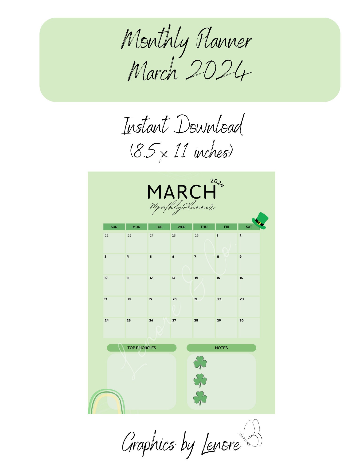 March 2024 Monthly Planner Instant Download - Etsy