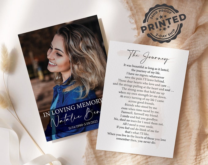 Custom Printed Funeral Prayer Card - Memorial Service Printing ...