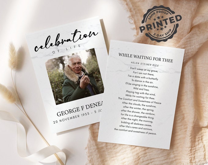 Custom Printed Funeral Prayer Card - Memorial Service Printing ...