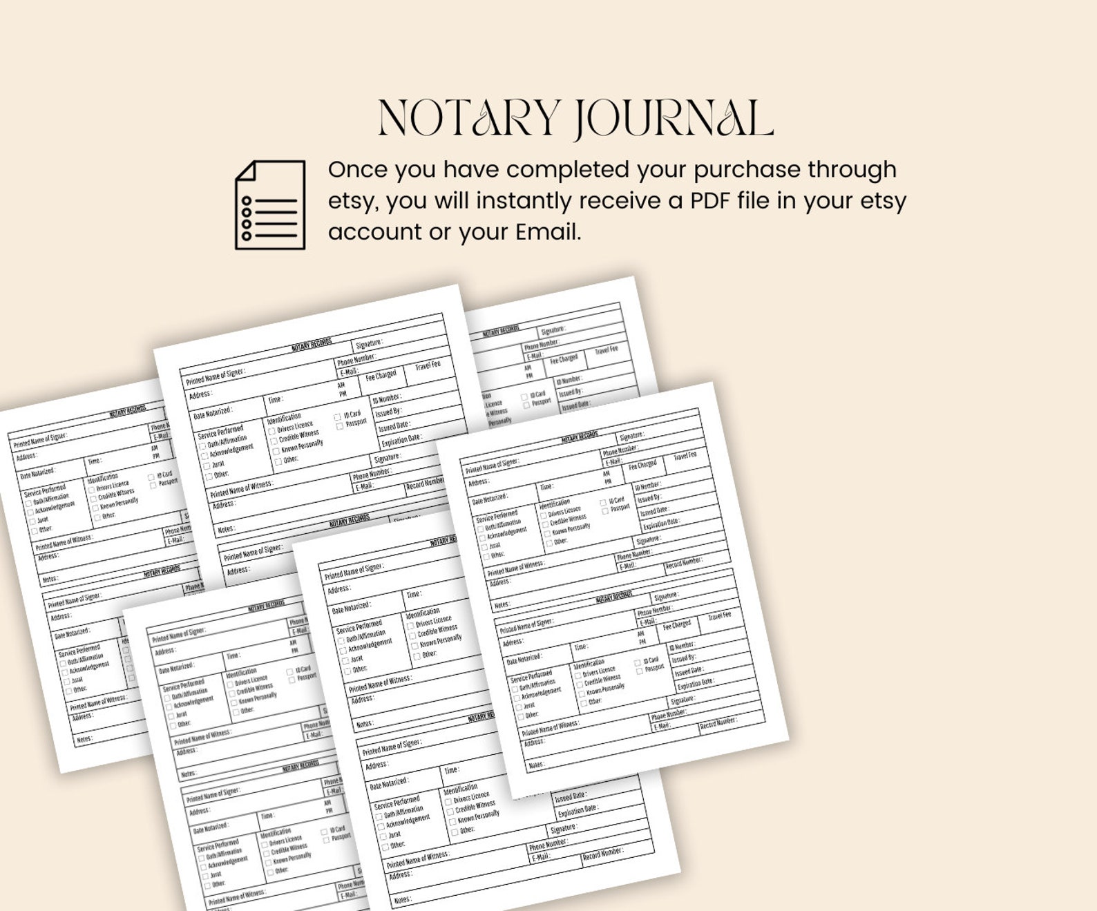 NOTARY JOURNAL PRINTABLE, Notary Public Signing Agent, Notary Supplies ...