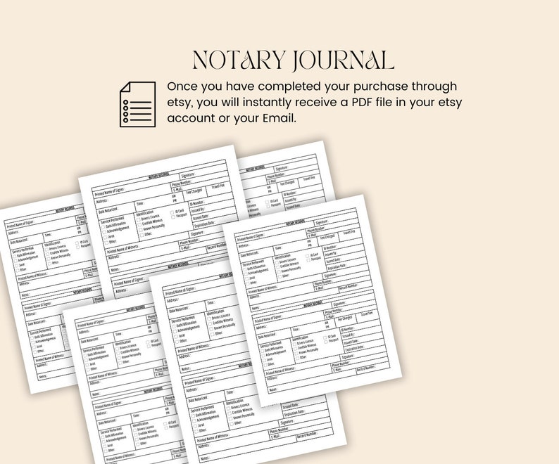 NOTARY JOURNAL PRINTABLE, Notary Public Signing Agent, Notary Supplies ...