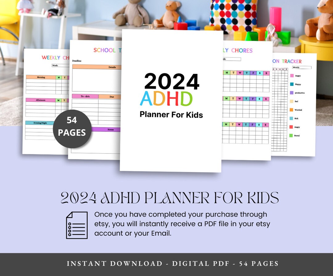 2024 AHD KIDS PLANNER, Weekly Planner, Behavior Chart, 8 Unique Fully ...