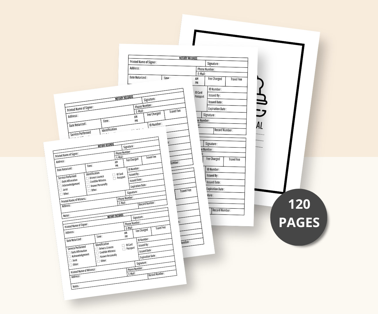 NOTARY JOURNAL PRINTABLE, Notary Public Signing Agent, Notary Supplies ...