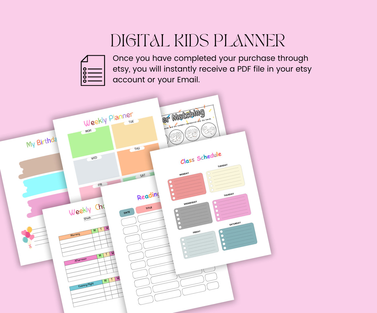 DAILY KIDS PLANNER, Kids Planner and Checklist Bundle, Digital Kids ...