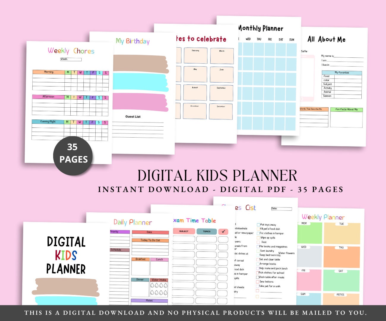 DAILY KIDS PLANNER, Kids Planner and Checklist Bundle, Digital Kids ...