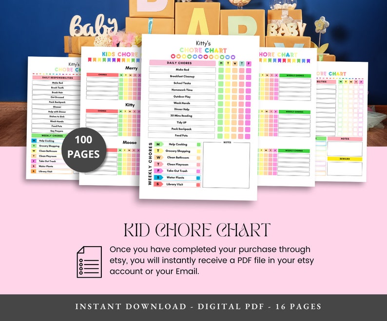 EDITABLE KIDS CHART, Toddler Routine Chart Visual Schedule for Kids ...