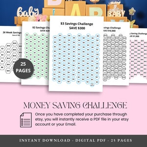 SAVINGS CHALLENGE BUNDLE, Money Saving Challenge, Savings Printable ...