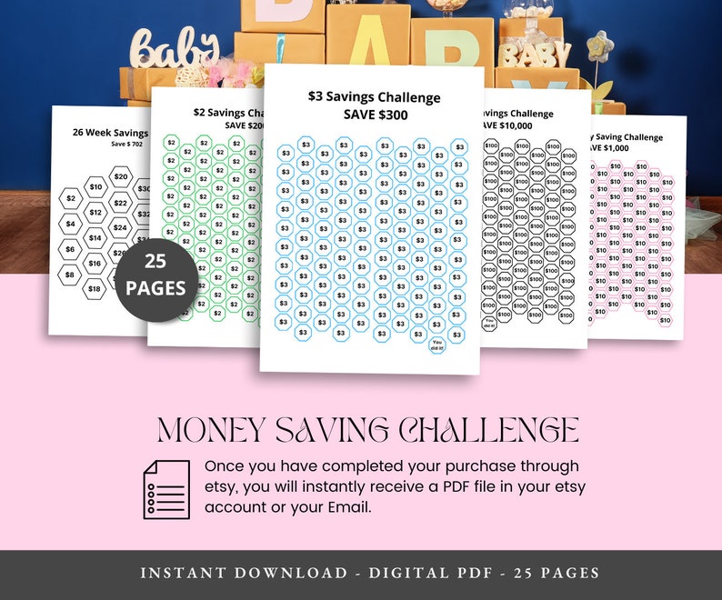 SAVINGS CHALLENGE BUNDLE, Money Saving Challenge, Savings Printable ...