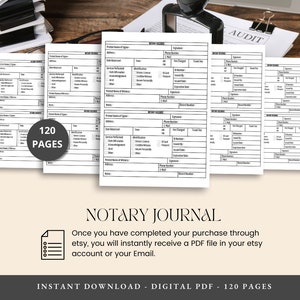 NOTARY JOURNAL PRINTABLE, Notary Public Signing Agent, Notary Supplies ...