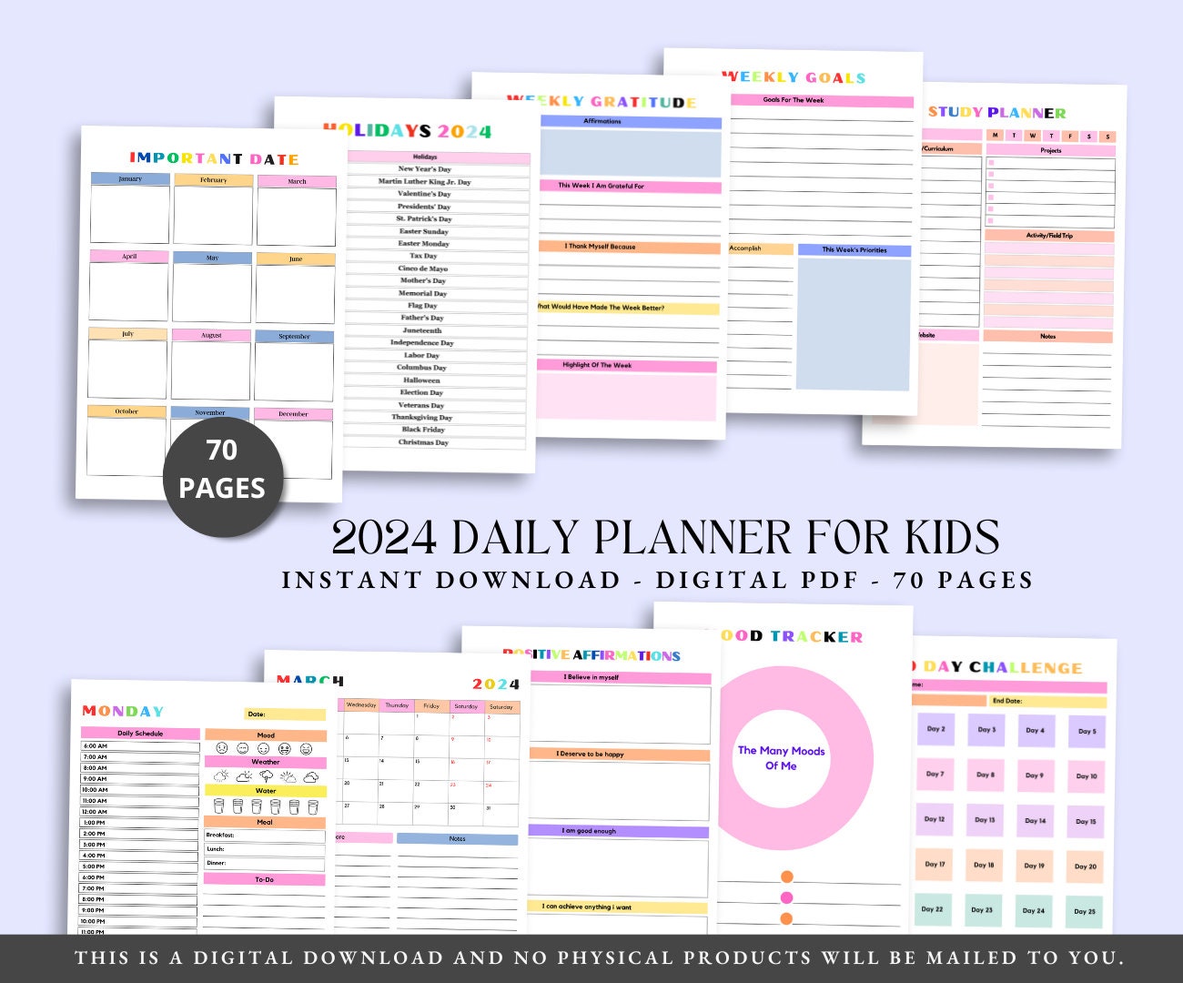 DAILY PLANNER for KIDS, Kids Printable Planner, Digital Planner ...