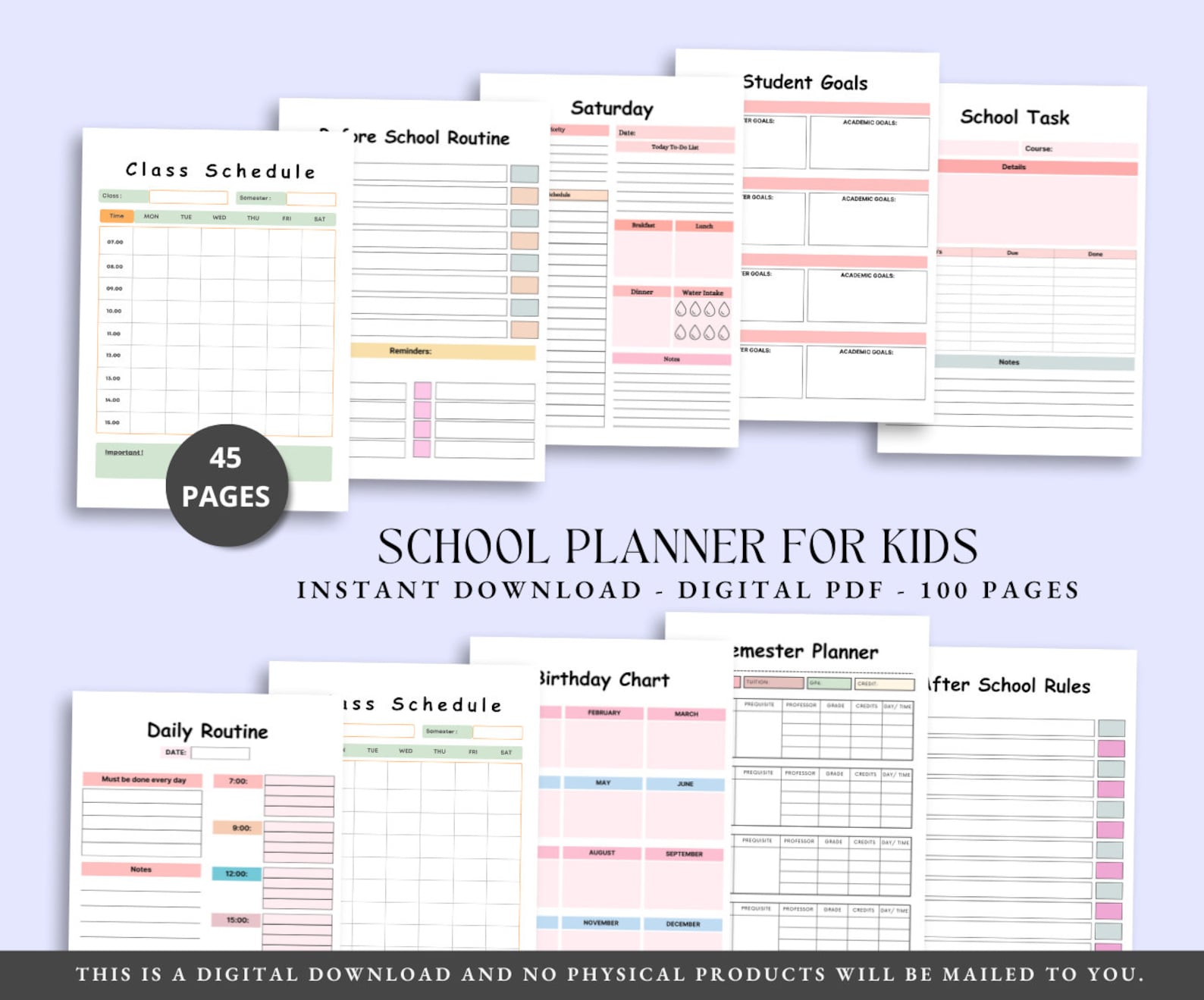 SCHOOL PLANNER, PRINTABLE Planner, Printable Student Planner Bundle ...