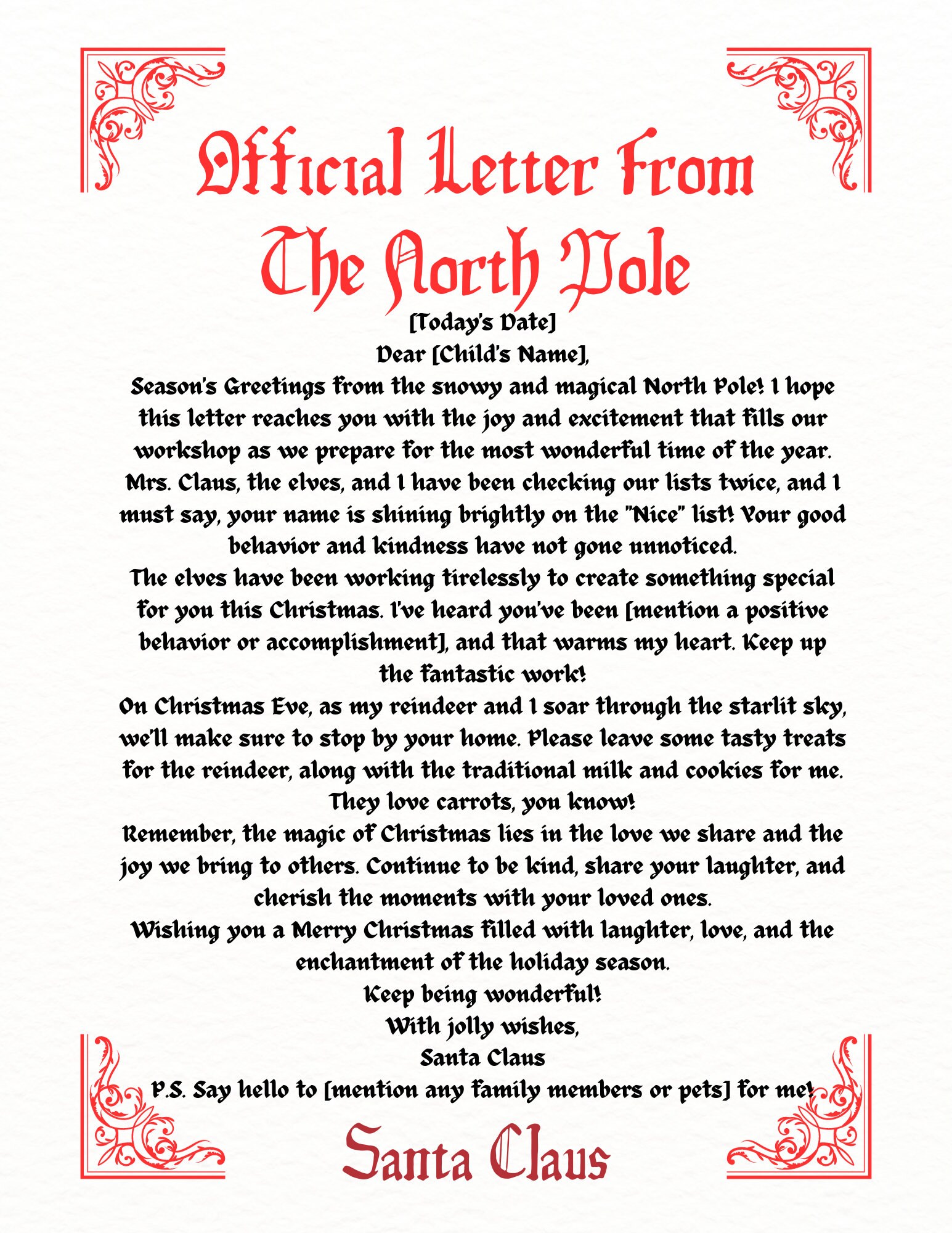 Personalized From Santa Letter, Letter From the North Pole, Letter for ...