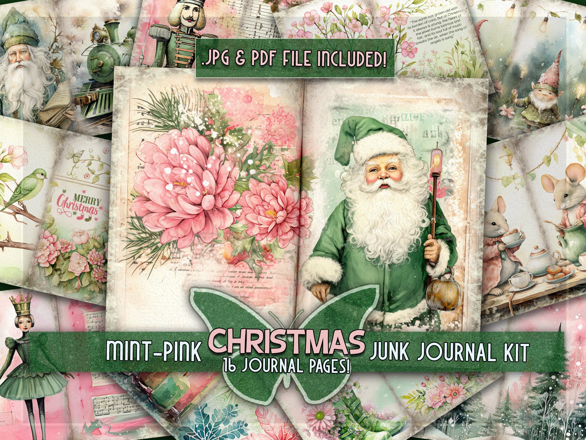 Christmas Junkjournal Bundle Printable Winter Papers Ephemera Xmas ...