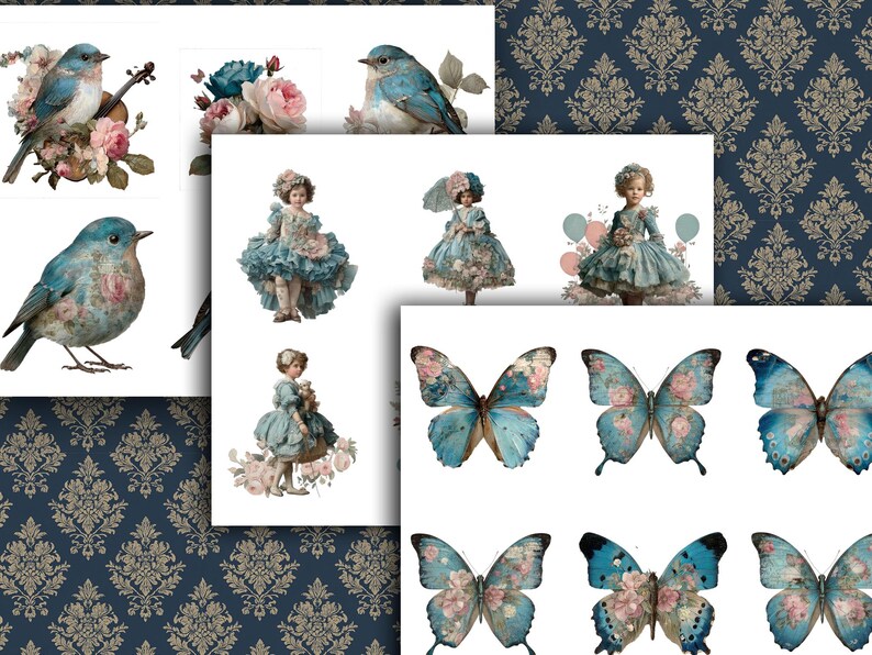 Musical Clipart Png Notes Printable Vintage Blue Junkjournal Ephemera ...