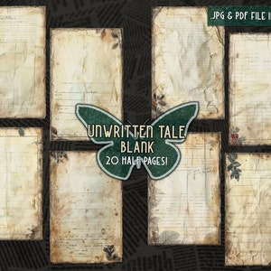 Vintage Blank Papers Printable Half Pages Junkjournal Digital Legder ...