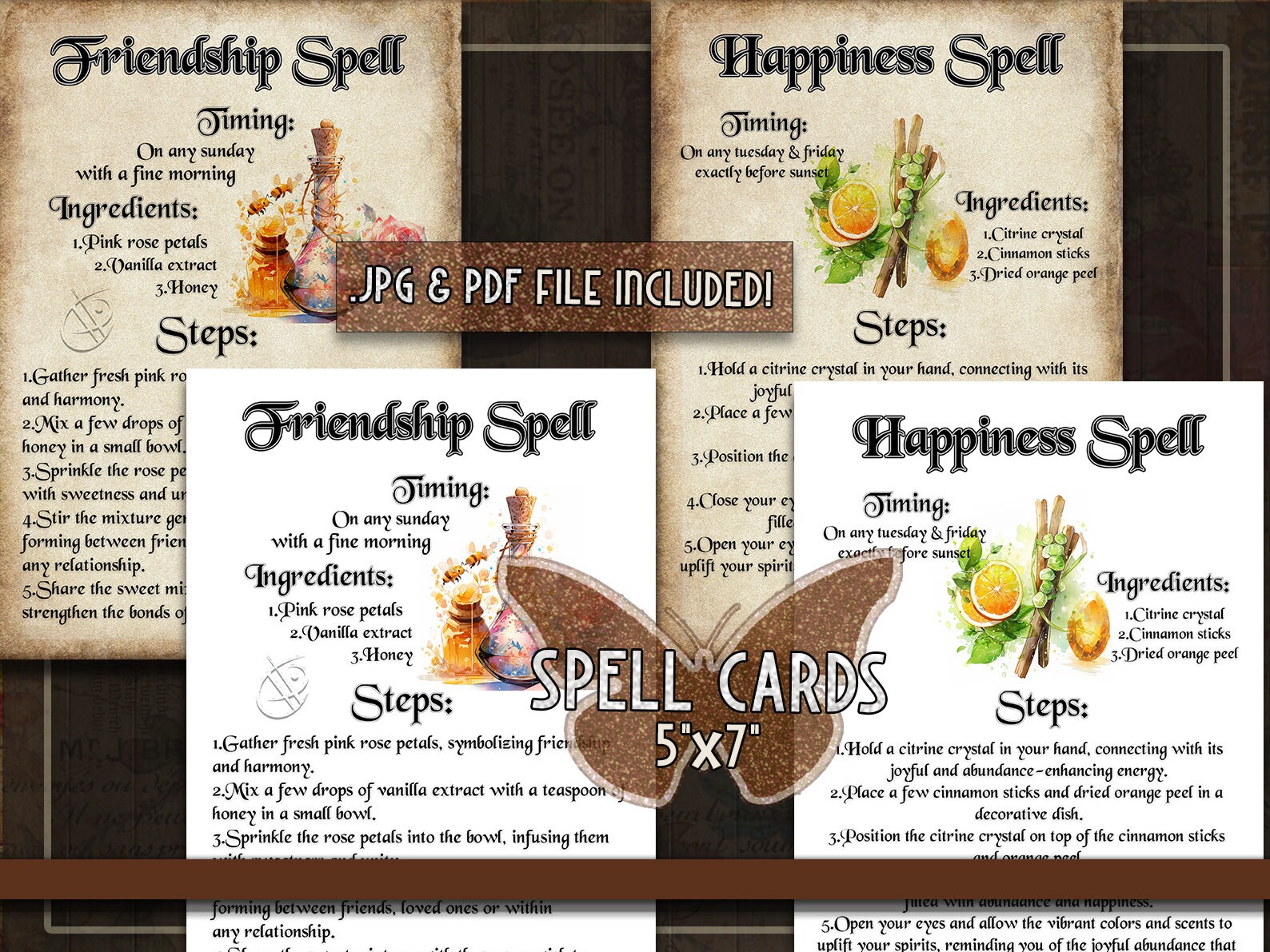 Printable Grimoire BOS Spell Cards Magical Spell Pages Witch Spellbook ...