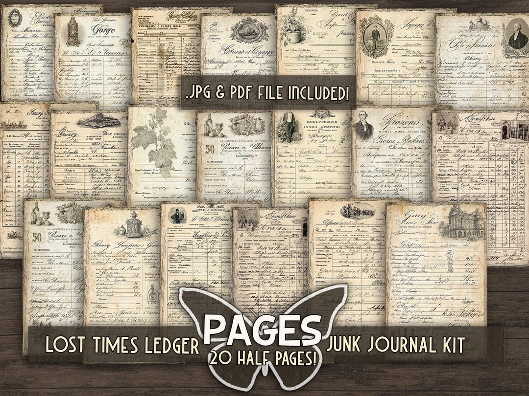 Ledger Paper Junk Journal Printable Old Shop Receipt Digital Vintage ...