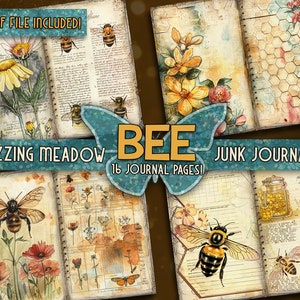 Bee Printable Junk Journal Summer Papers Digital Honeycomb Printful ...