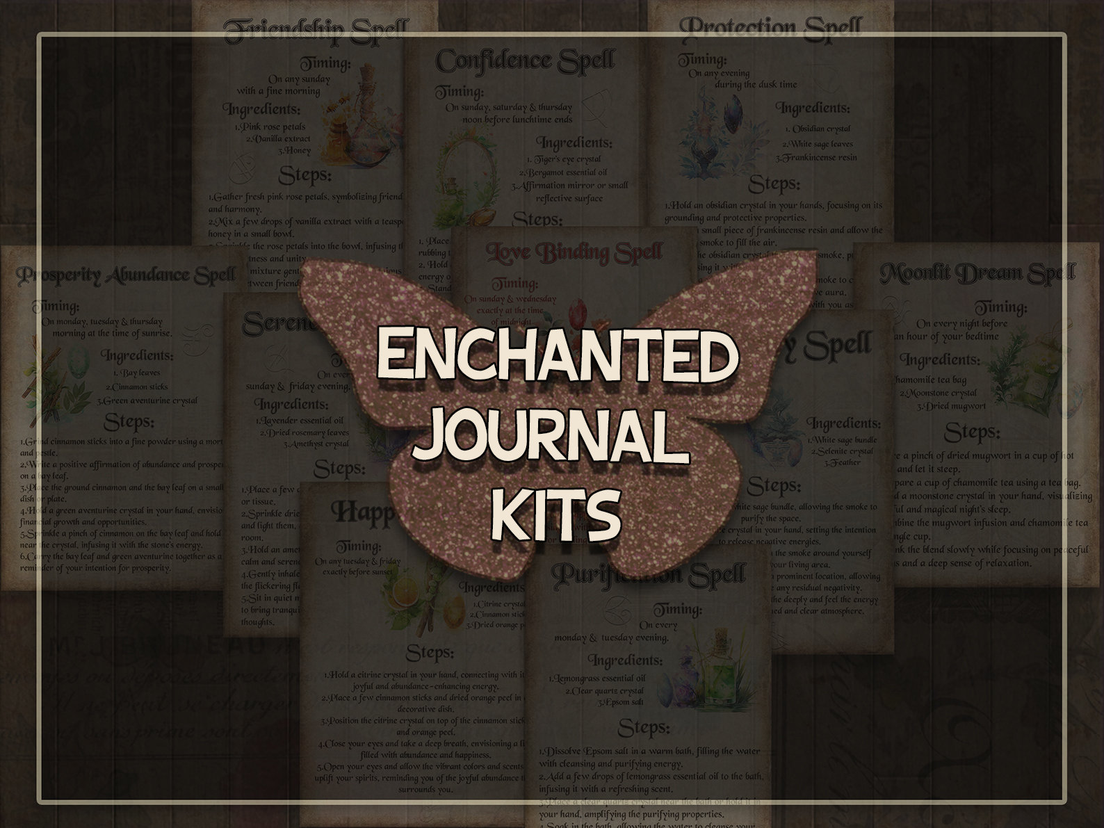Printable Grimoire BOS Spell Cards Magical Spell Pages Witch Spellbook ...