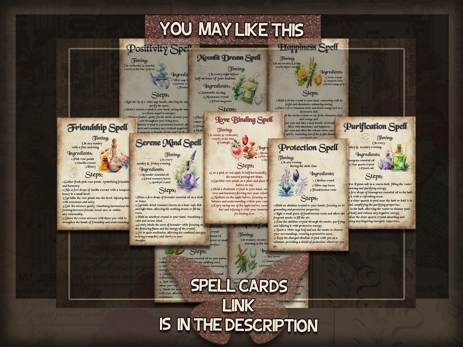 Crystal Meaning Cards Printable BOS Grimoire Pages Gemstone Mean Cards ...