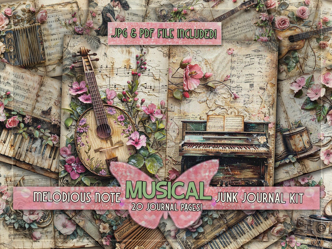 Vintage Musical Printable Junkjournal Paper Romantic Music Pages ...