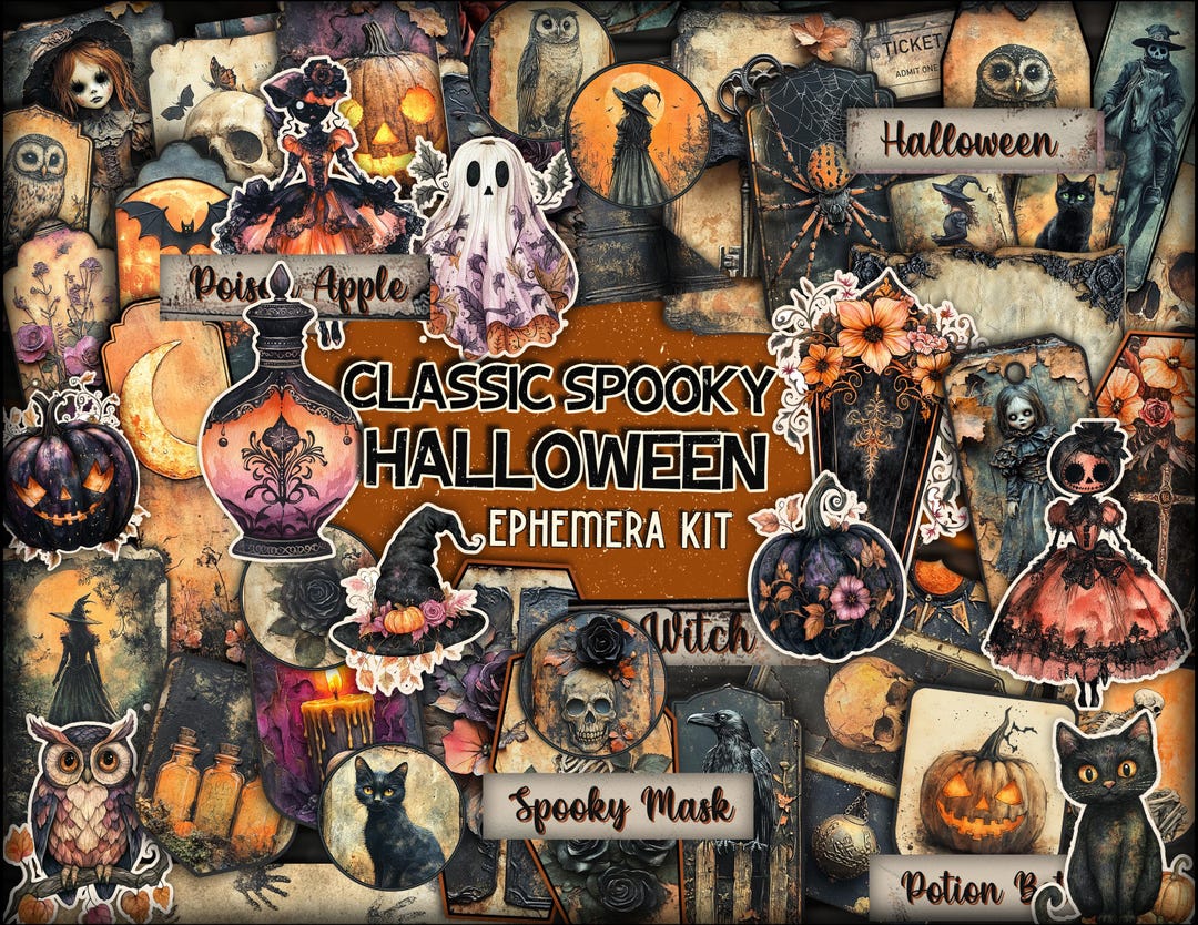 Vintage Halloween Ephemera Printable Gothic Fussy Cut Paper Digital ...