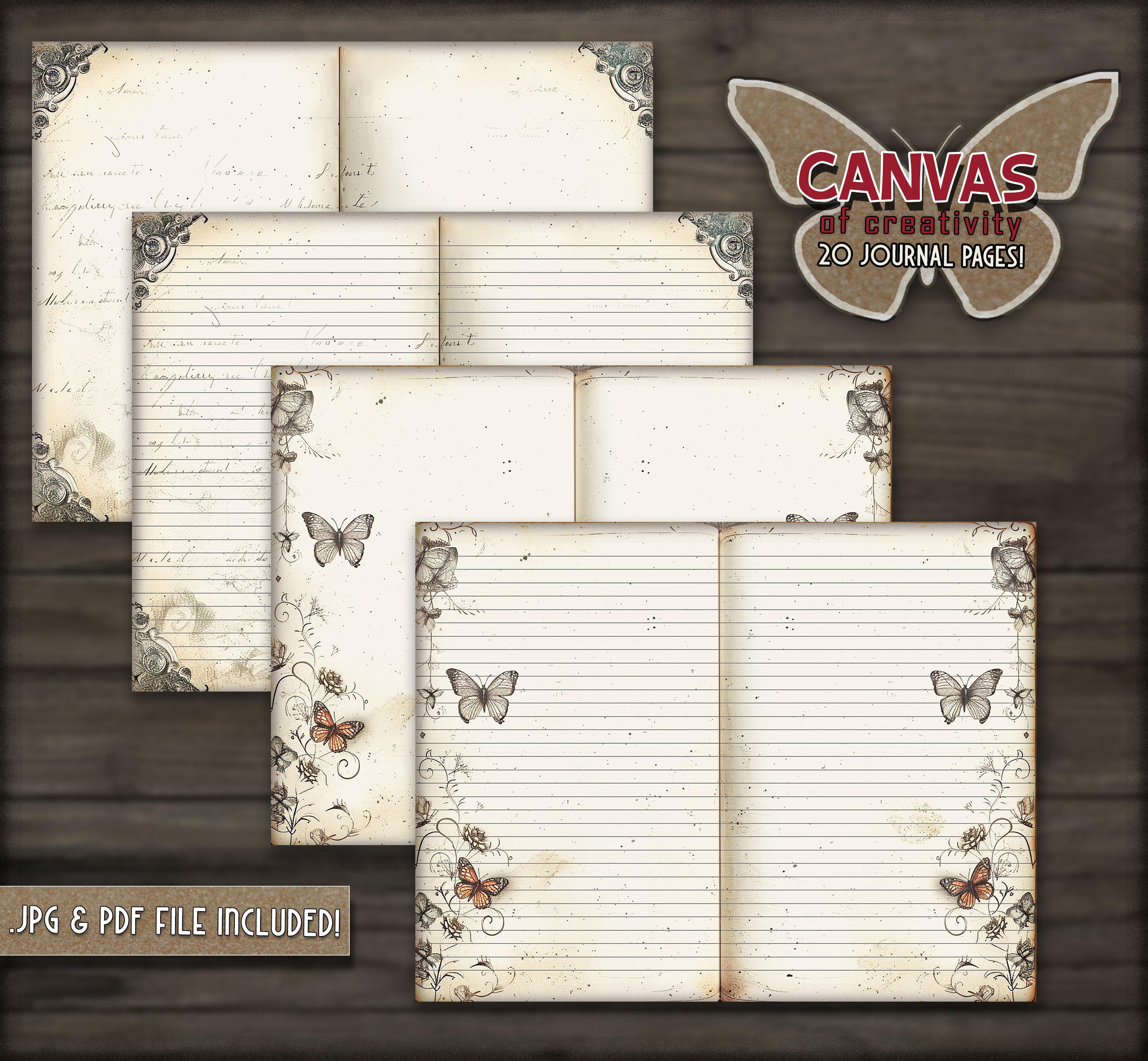 Blank Papers Junkjournal Kit Printable Ruled Sheet Minimal Designs ...