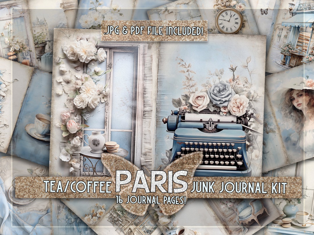 French Junkjournal Kit Blue Paris Printable Coffee Junk Journal Tea ...