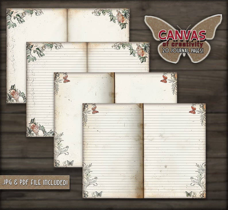 Blank Papers Junkjournal Kit Printable Ruled Sheet Minimal Designs ...