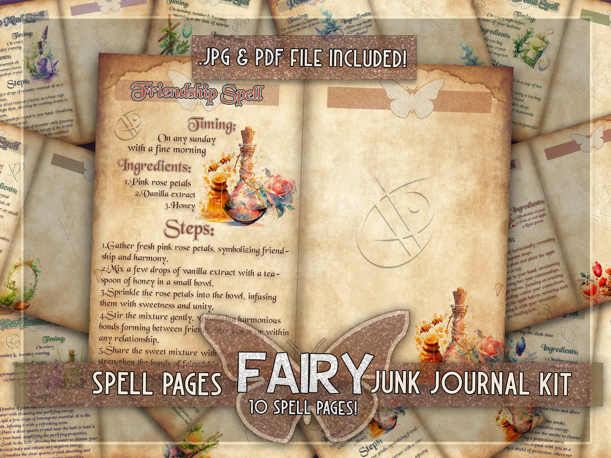 Magical Spell Pages Printable Grimoire Junk Journal Kit Magical ...