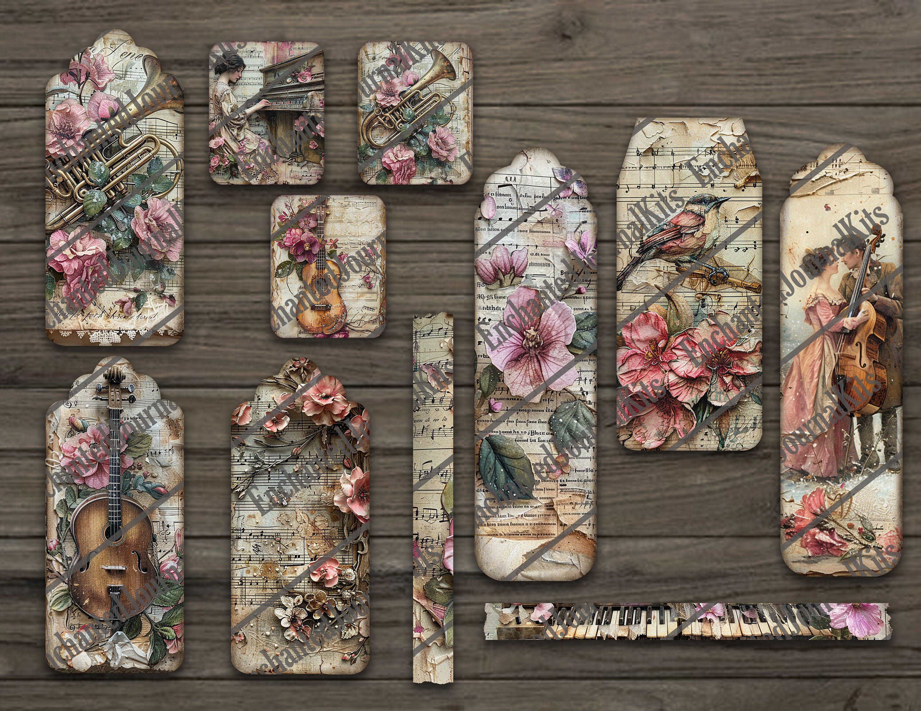 Musical Ephemera Papers Kit Printable Addon Tags Envelop Printed ...