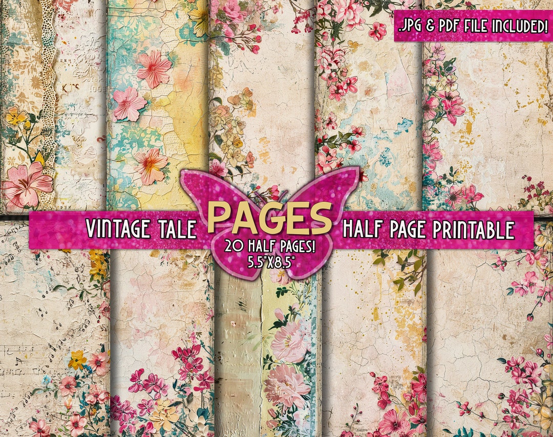 Vintage Junkjournal Blank Papers Printable Floral Writing Papers ...