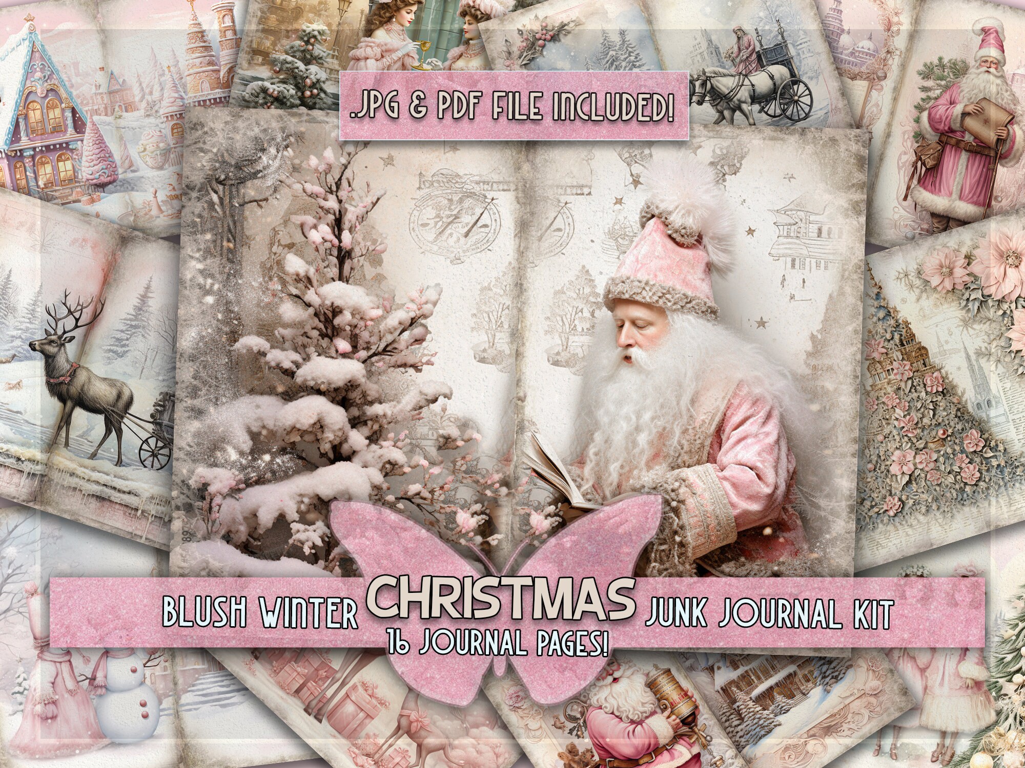 Christmas Junkjournal Bundle Printable Winter Papers Ephemera Xmas ...